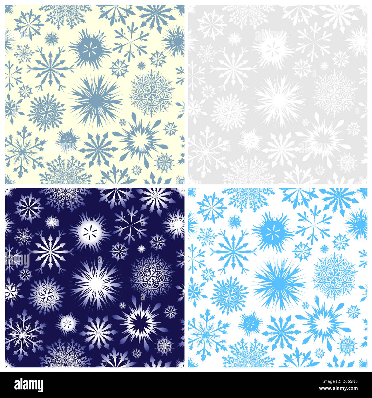 Set of seamless snowflake patterns in different color. Fully editable ...