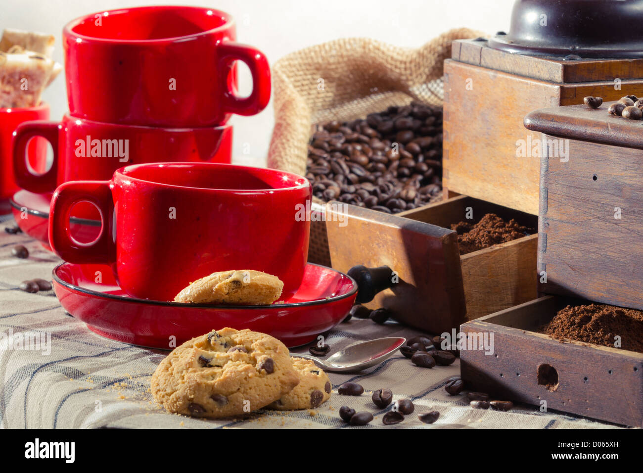 Prepare ingredients for coffee at breakfast Stock Photo - Alamy