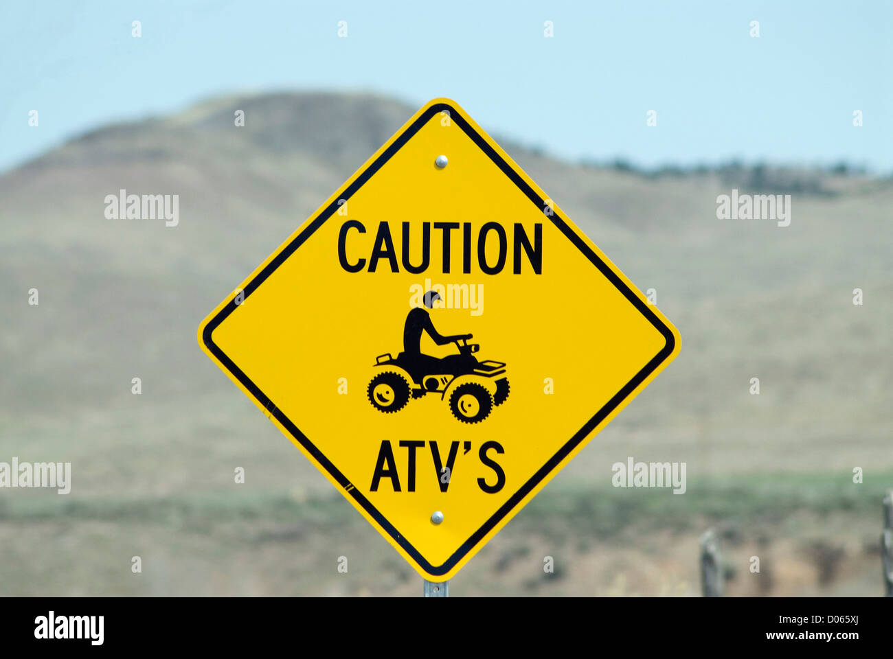 "Caution ATV's" sign in Southern Utah Stock Photo - Alamy
