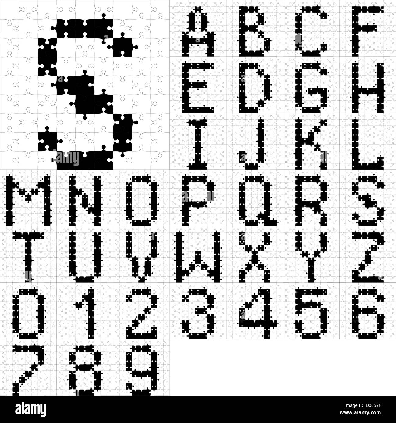 Alphabet jigsaw puzzle Black and White Stock Photos & Images - Alamy