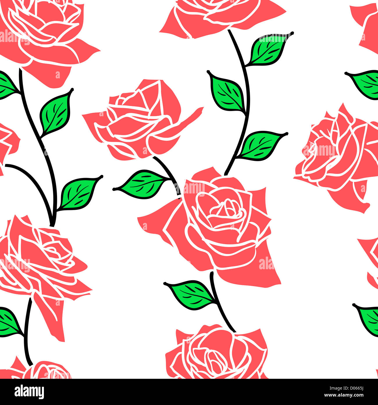 Beautiful seamless wallpaper with rose flowers Stock Photo - Alamy