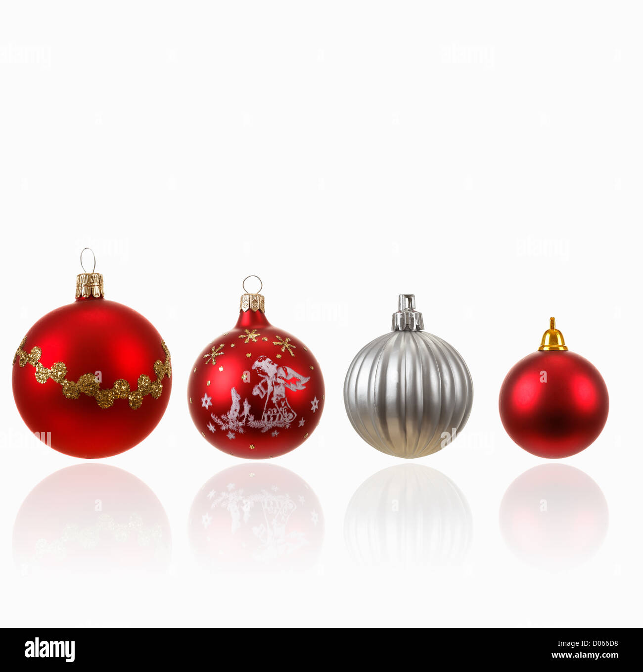 Collection of four Christmas balls on white background Stock Photo - Alamy