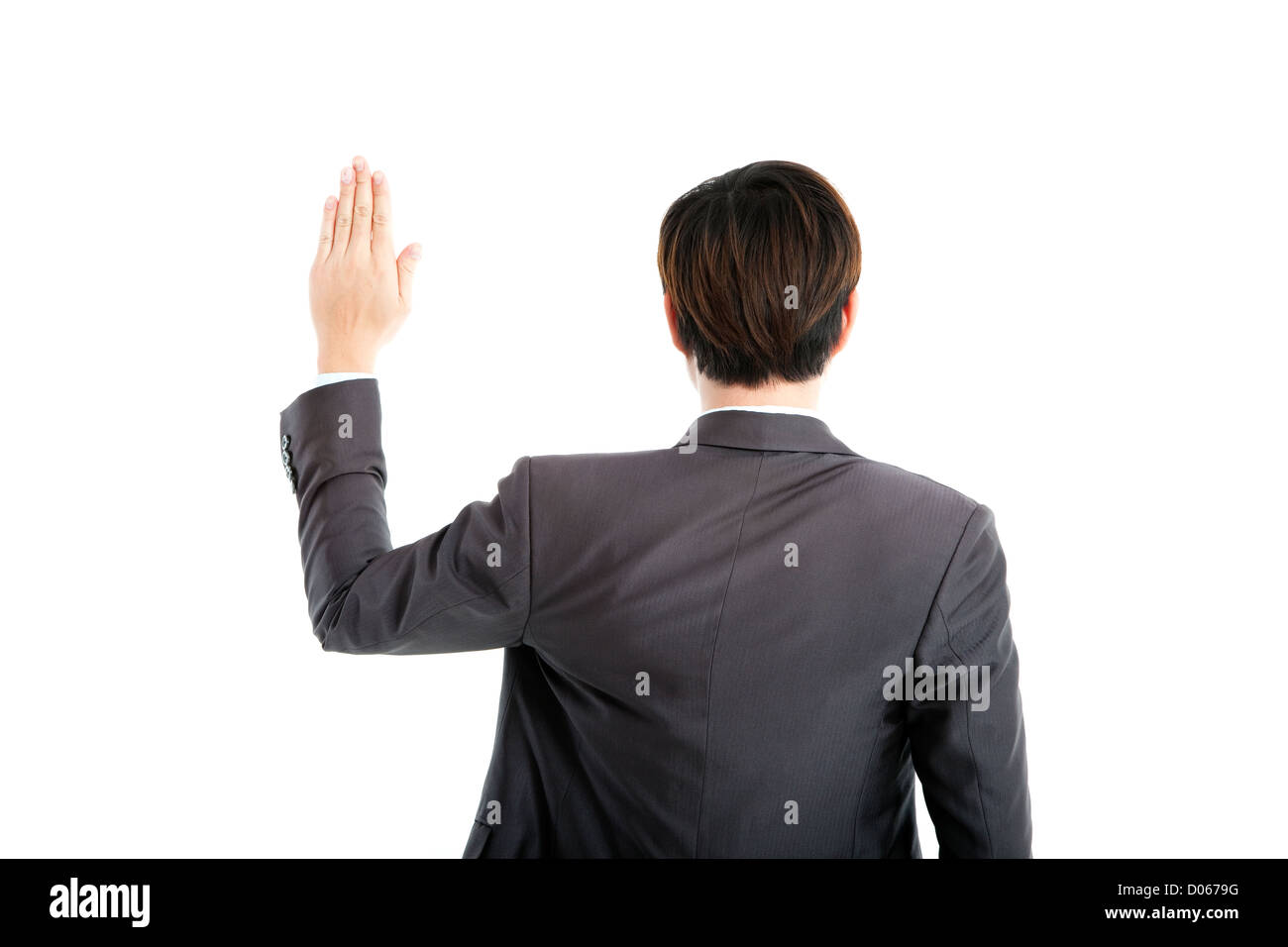 rear view businessman swearing Stock Photo - Alamy