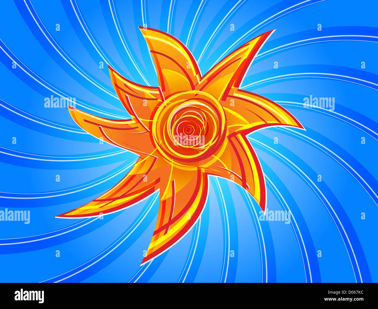 Abstract sun on a blue background Stock Photo - Alamy
