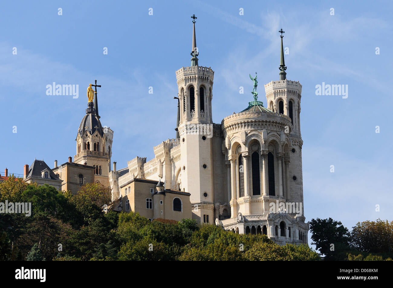 Lyon Cathedral in the big blue sky Stock Photo - Alamy