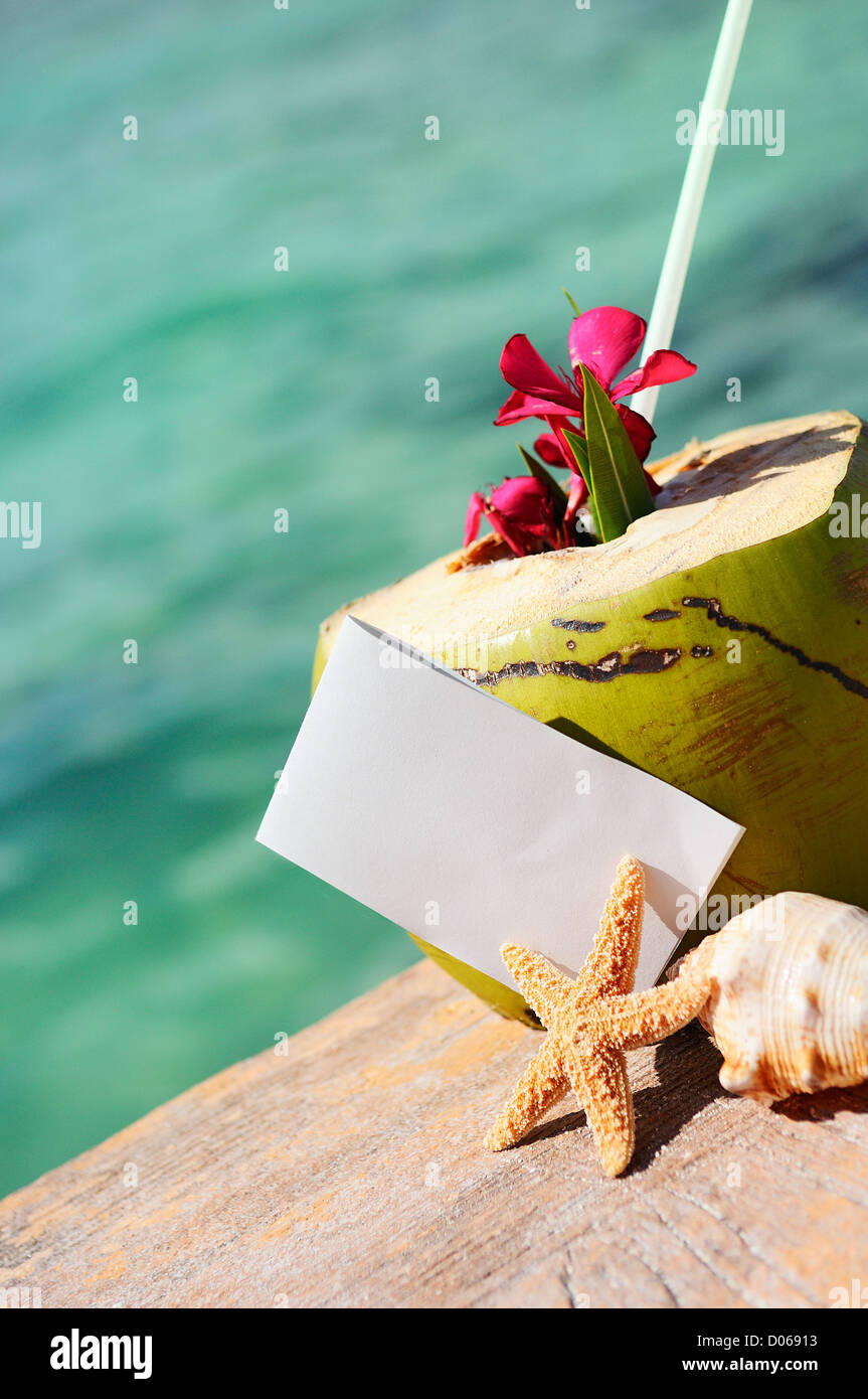 Coconut cocktail starfish tropical Caribbean beach refreshment and ...