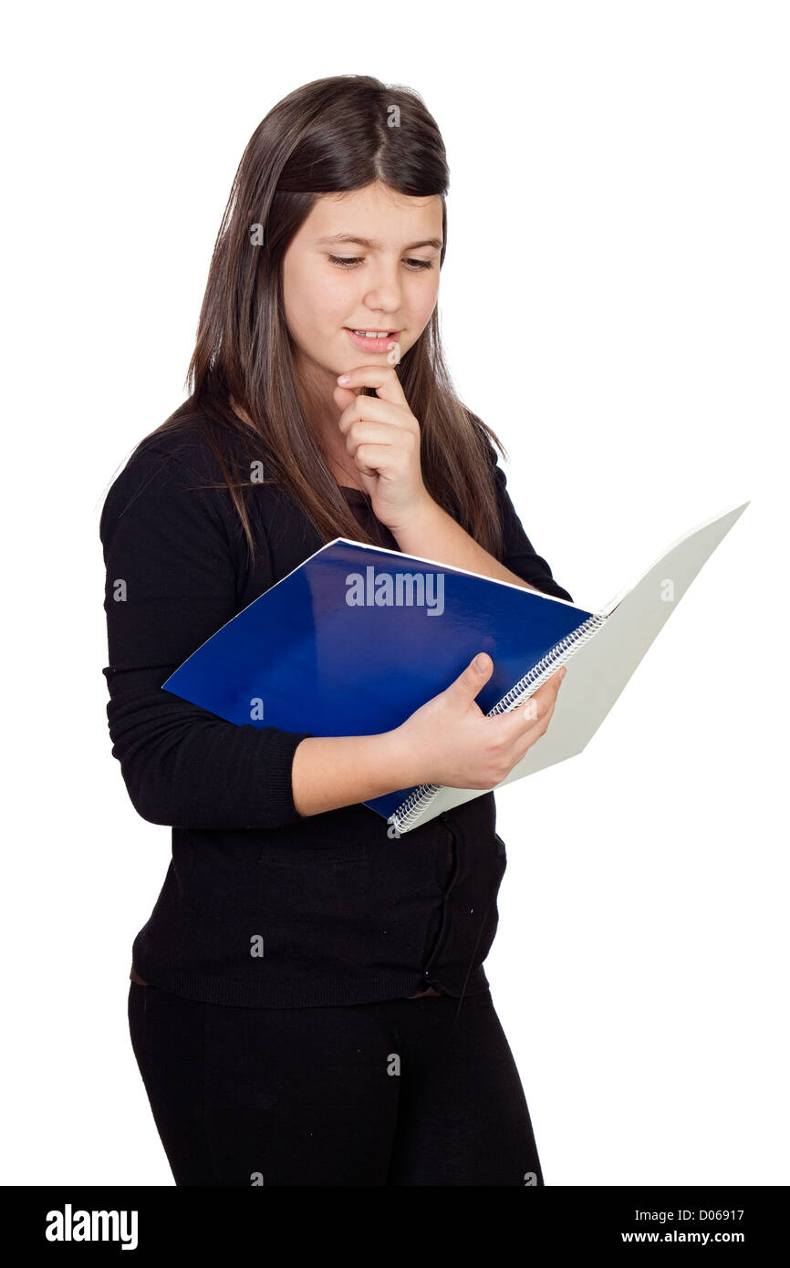 Adorable student girl isolated on white background Stock Photo - Alamy