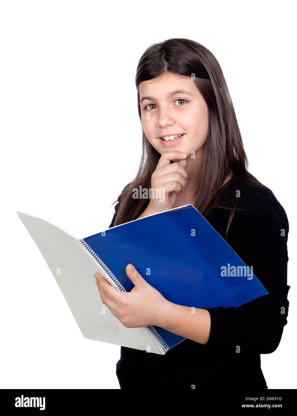 Adorable student girl isolated on white background Stock Photo - Alamy