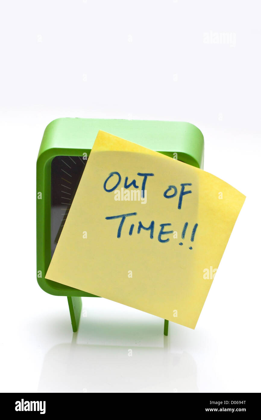 Out of time concept: clock isolated on white Stock Photo - Alamy