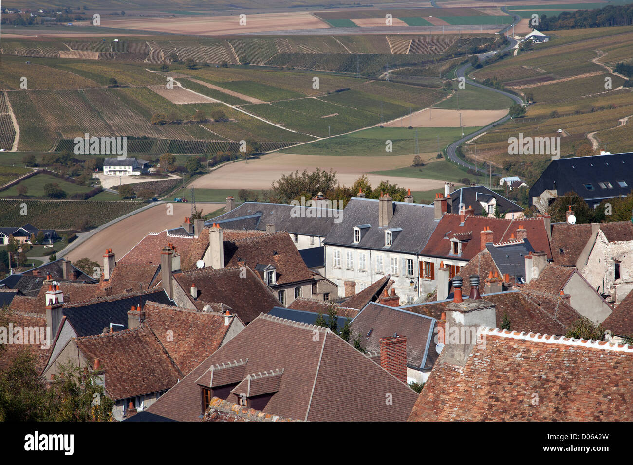 VILLAGE ROOFS AND VINEYARDS SEEN FROM THE PANORAMIC TERRACE OF THE ...