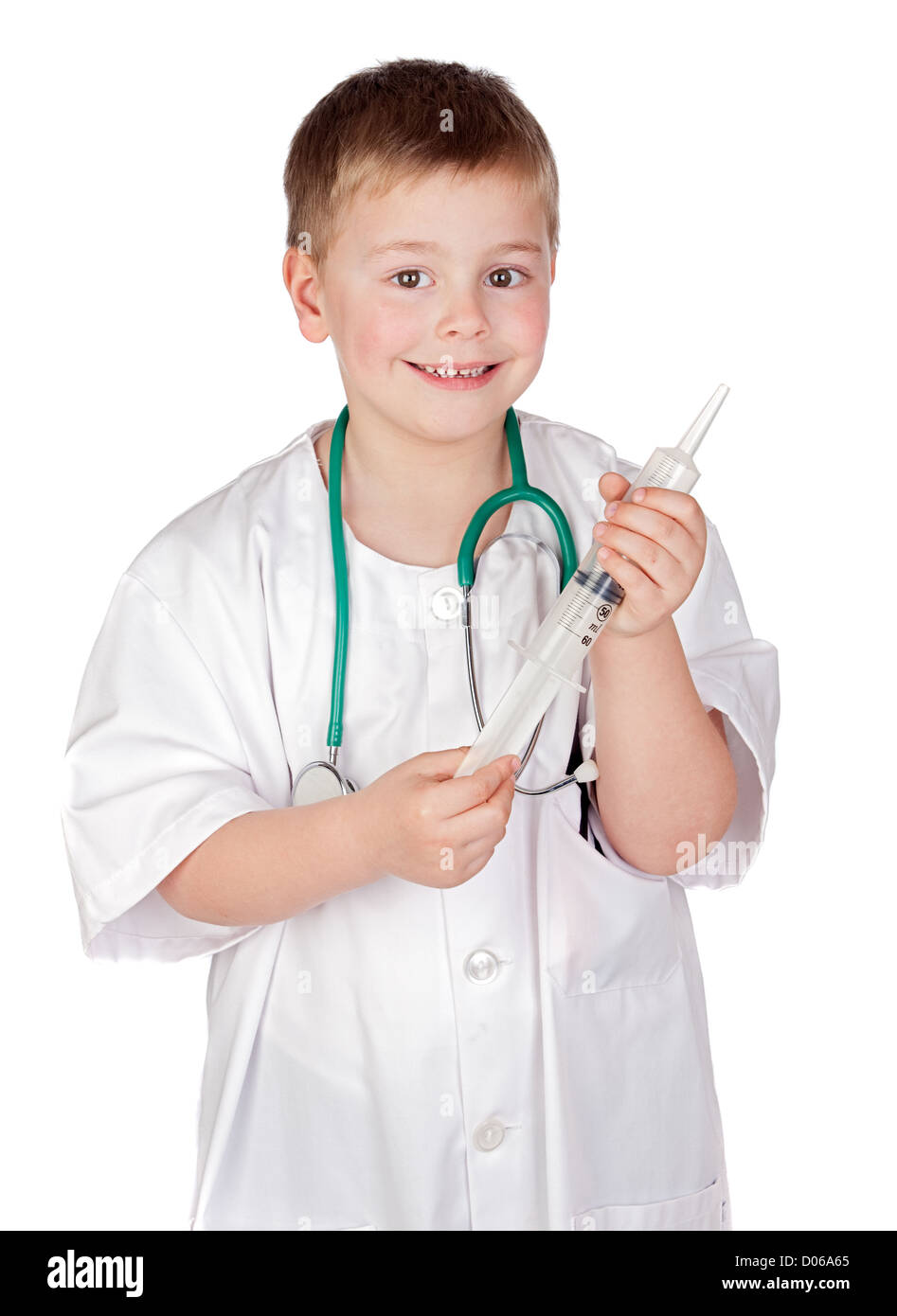 Adorable child with doctor uniform isolated on white Stock Photo - Alamy