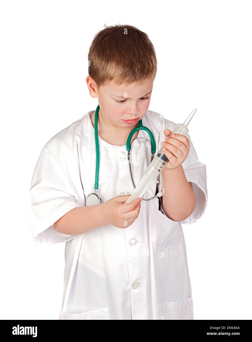 Adorable child with doctor uniform isolated on white Stock Photo - Alamy