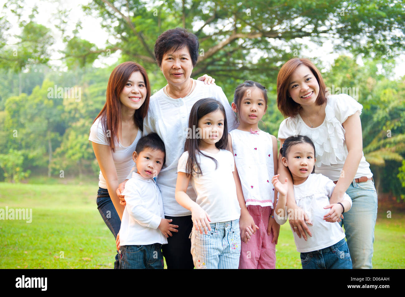 Asian family at outdoor park, 3 generations Stock Photo - Alamy