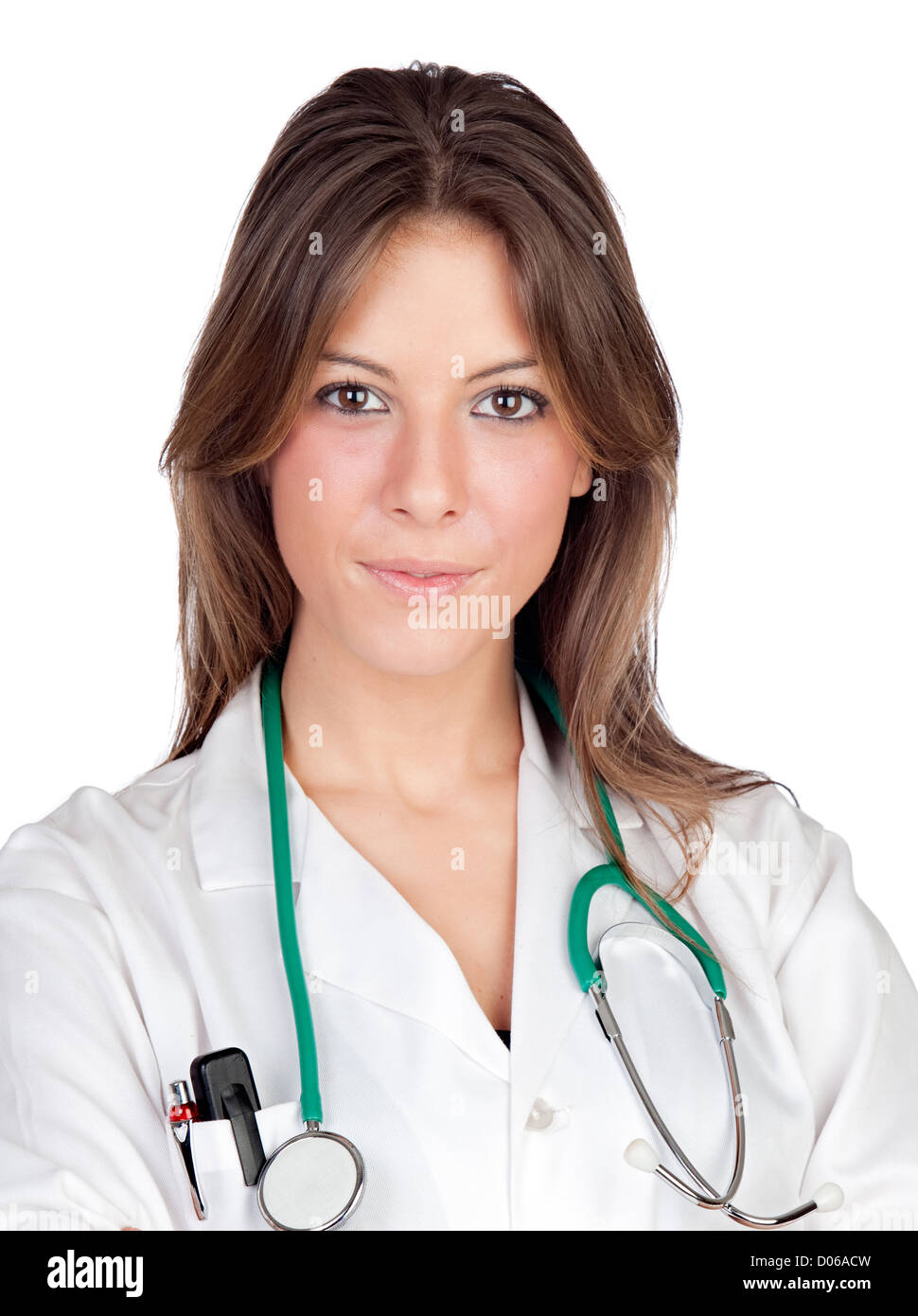 Attractive doctor isolated on a over white background Stock Photo - Alamy