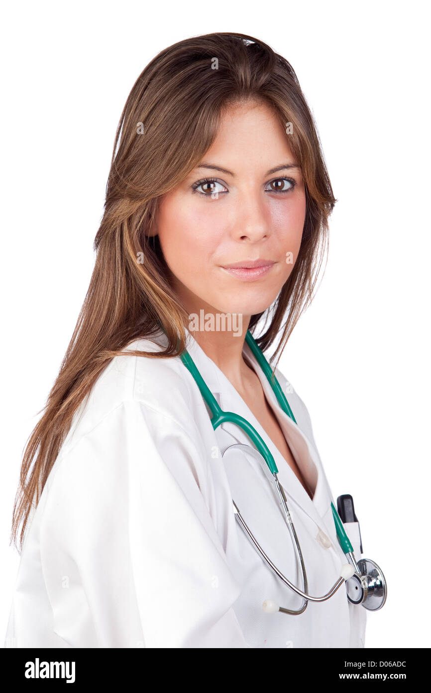 Attractive doctor isolated on a over white background Stock Photo - Alamy