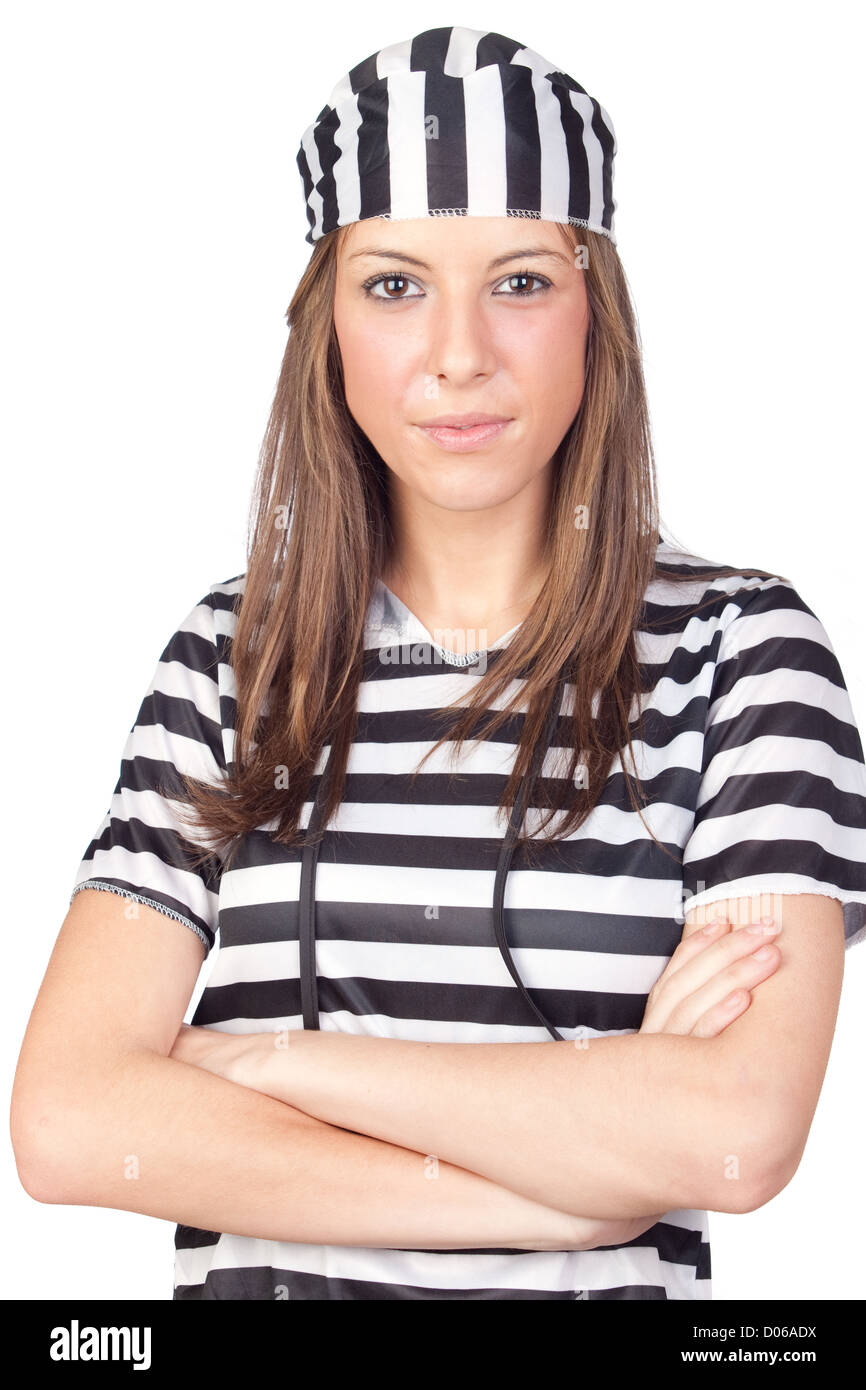 Beautiful prisoner isolated on a over white background Stock Photo - Alamy