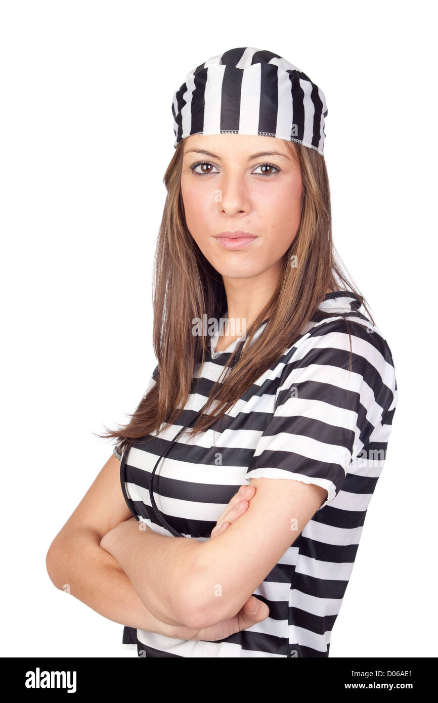 Beautiful prisoner isolated on a over white background Stock Photo - Alamy