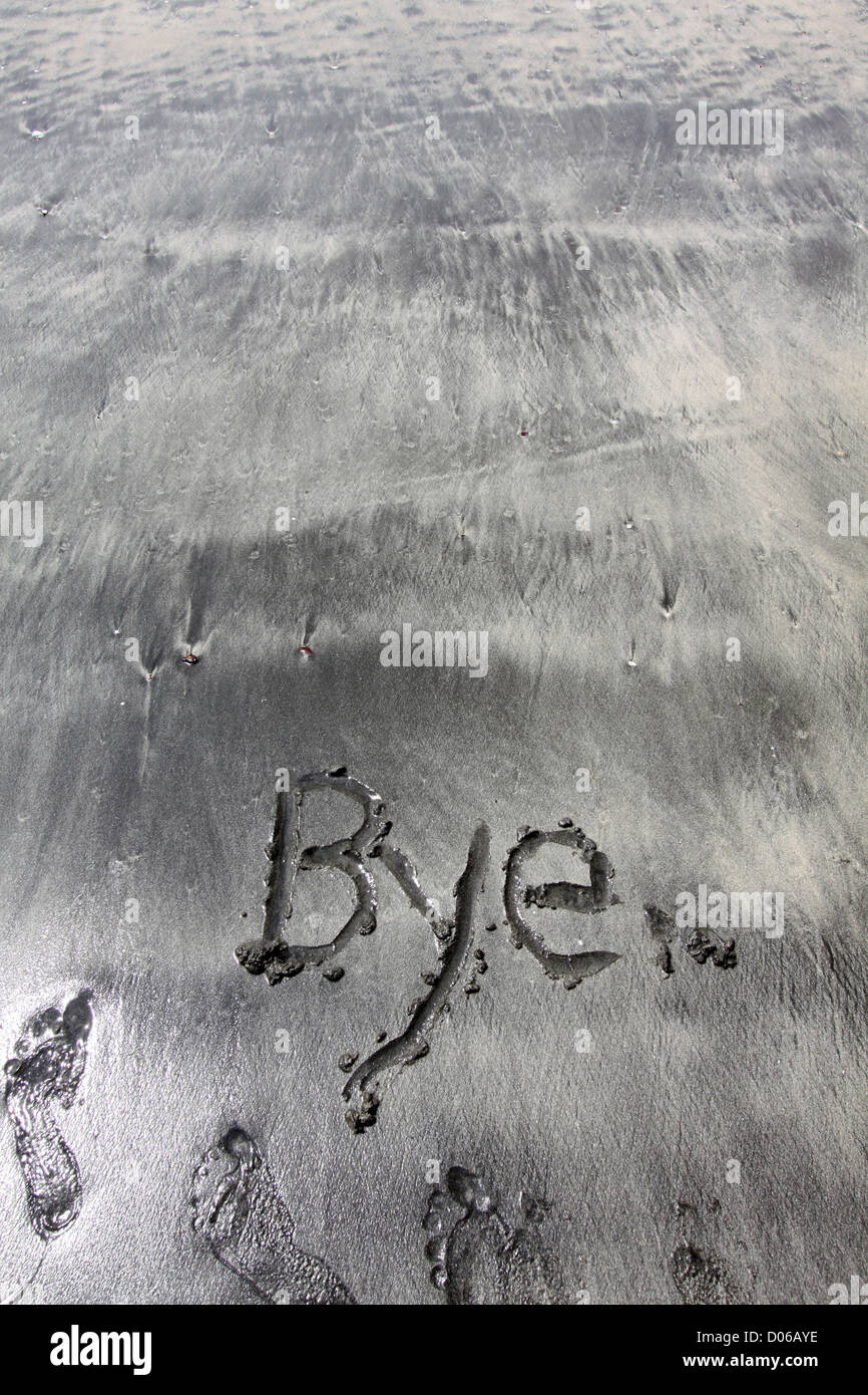 Bye on sand Stock Photo - Alamy