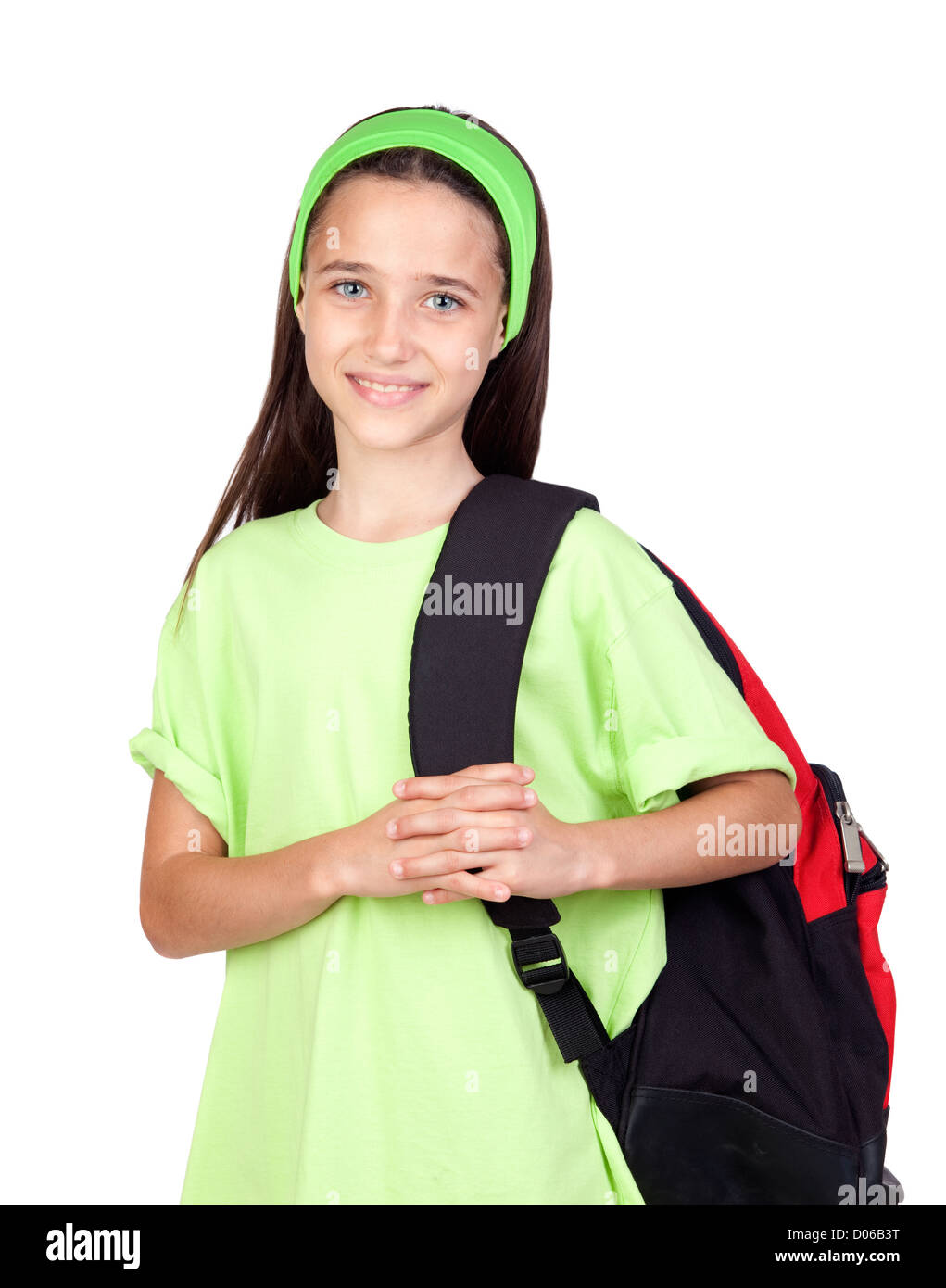Adorable student girl with blue eyes isolated on white background Stock ...