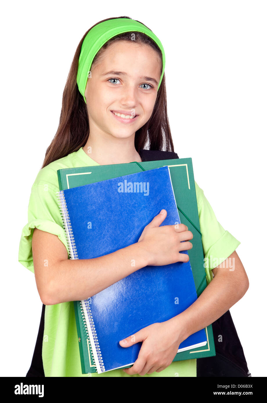 Adorable student girl with blue eyes isolated on white background Stock ...