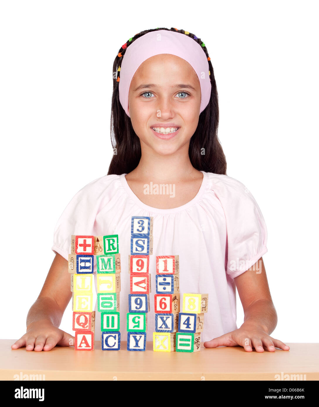 Girl numbers blocks happy hi-res stock photography and images - Alamy
