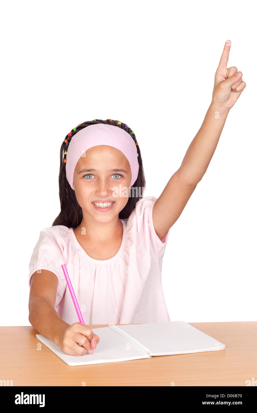 Student little girl with blue eyes isolated on white background Stock ...