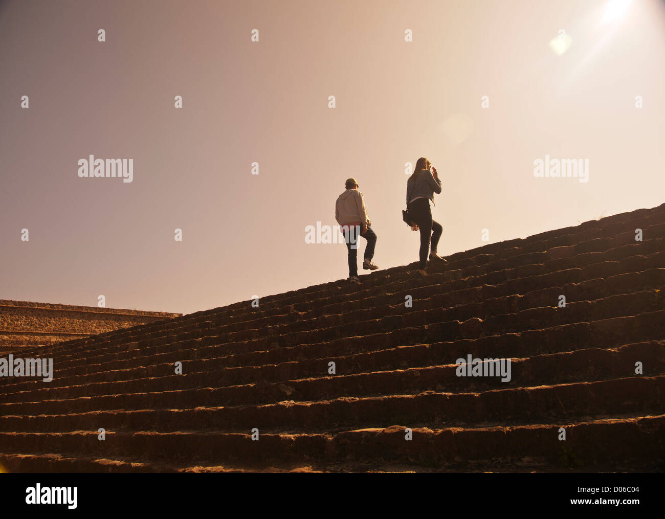 Visitors Climbing Steps at Teotihuacan Site in Mexico Stock Photo - Alamy