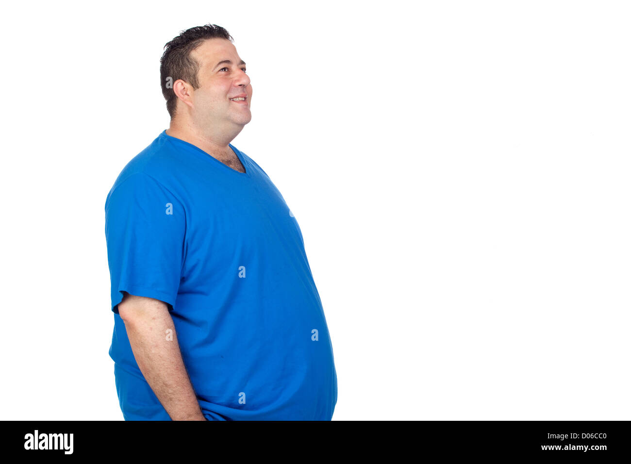 Happy fat man isolated on white background Stock Photo - Alamy