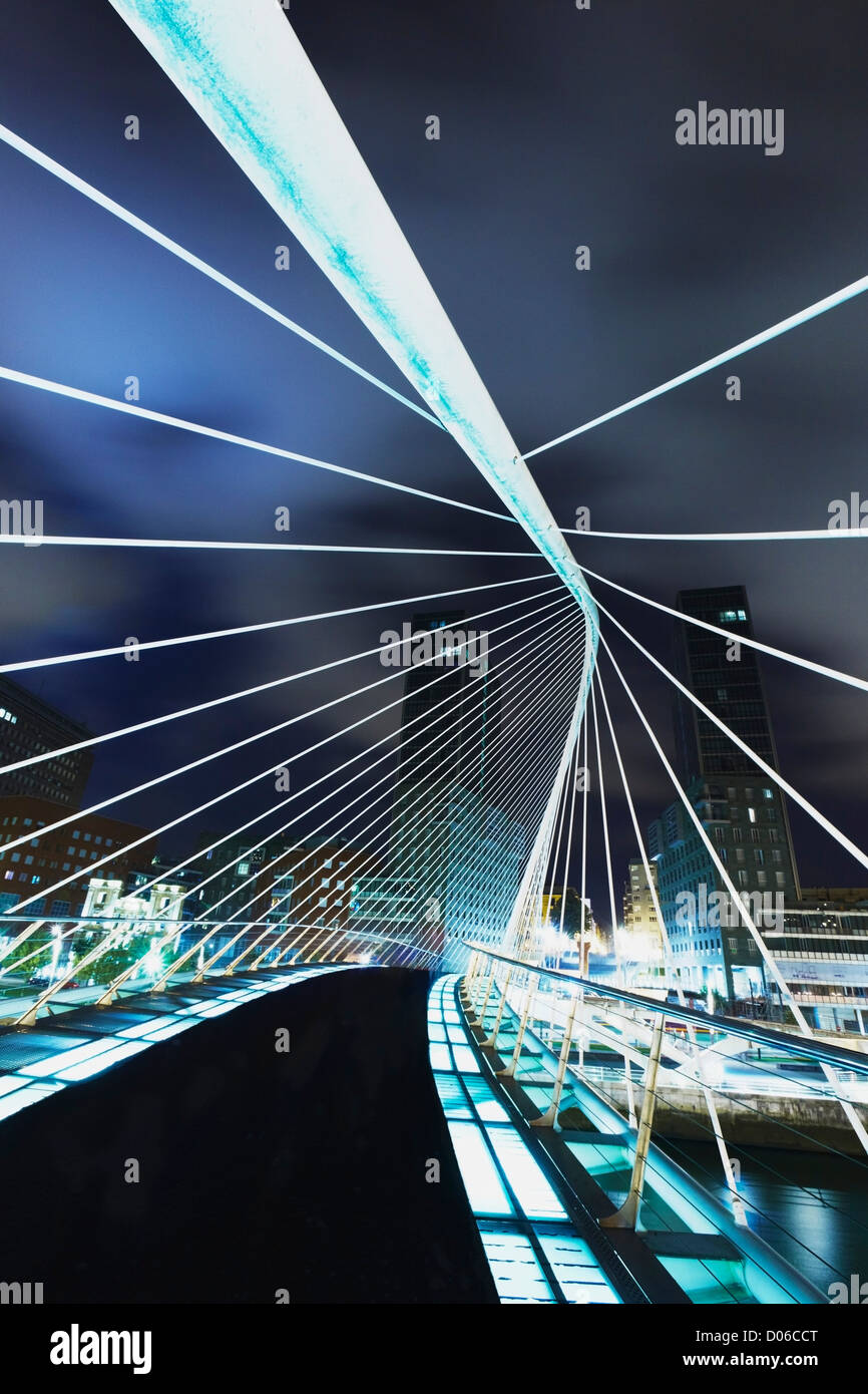 Zubizuri (white bridge), by night, designed by Santiago Calatrava ...