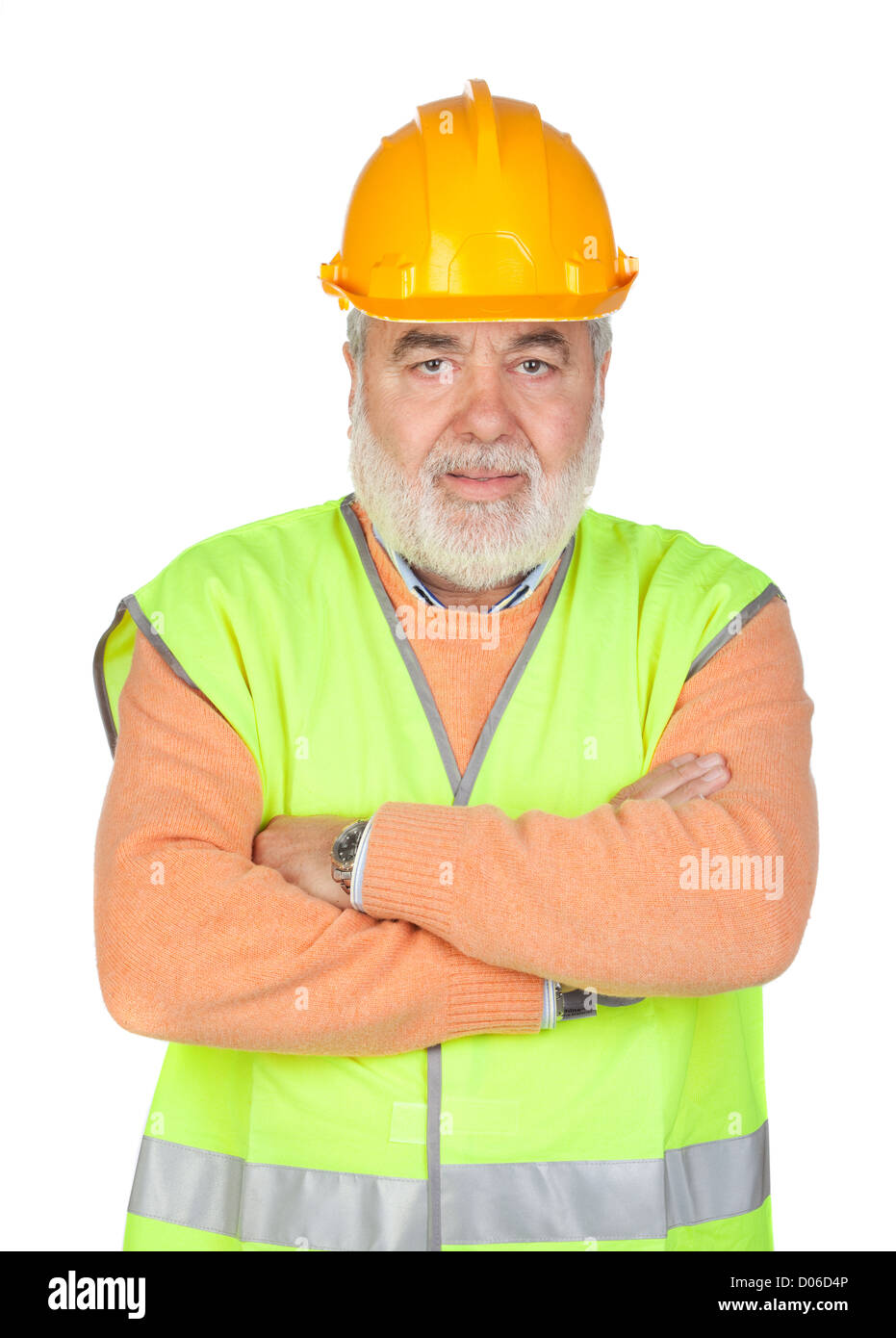 Senior inspector with hoary hair isolated on white background Stock ...