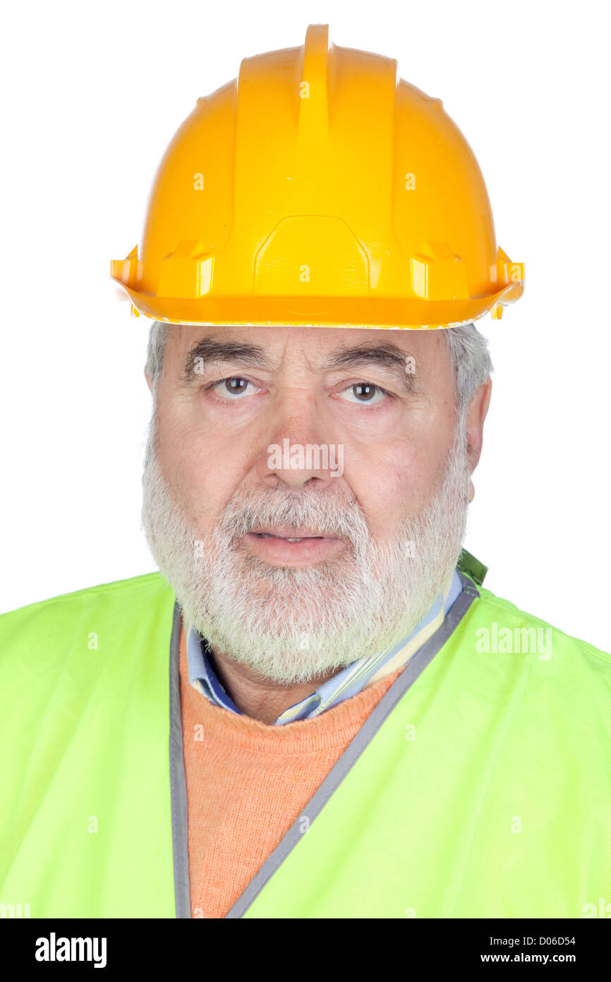 Senior inspector with hoary hair isolated on white background Stock ...