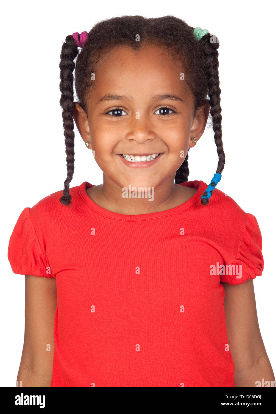 Adorable african little girl isolated over white Stock Photo - Alamy