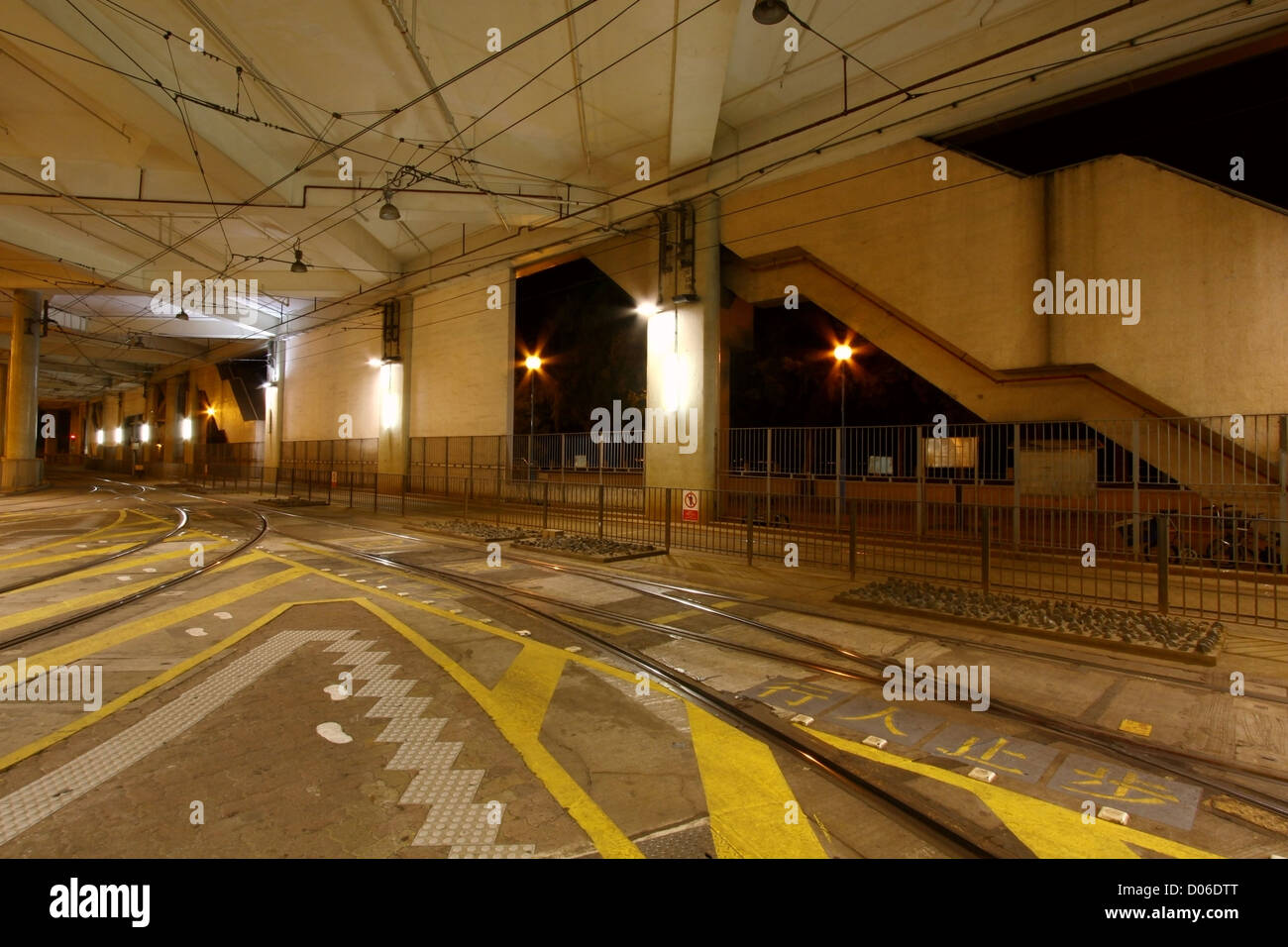 Light rail station at night Stock Photo - Alamy