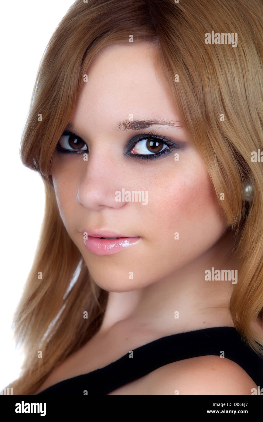 Teen rebellious girl isolated on a over white background Stock Photo ...