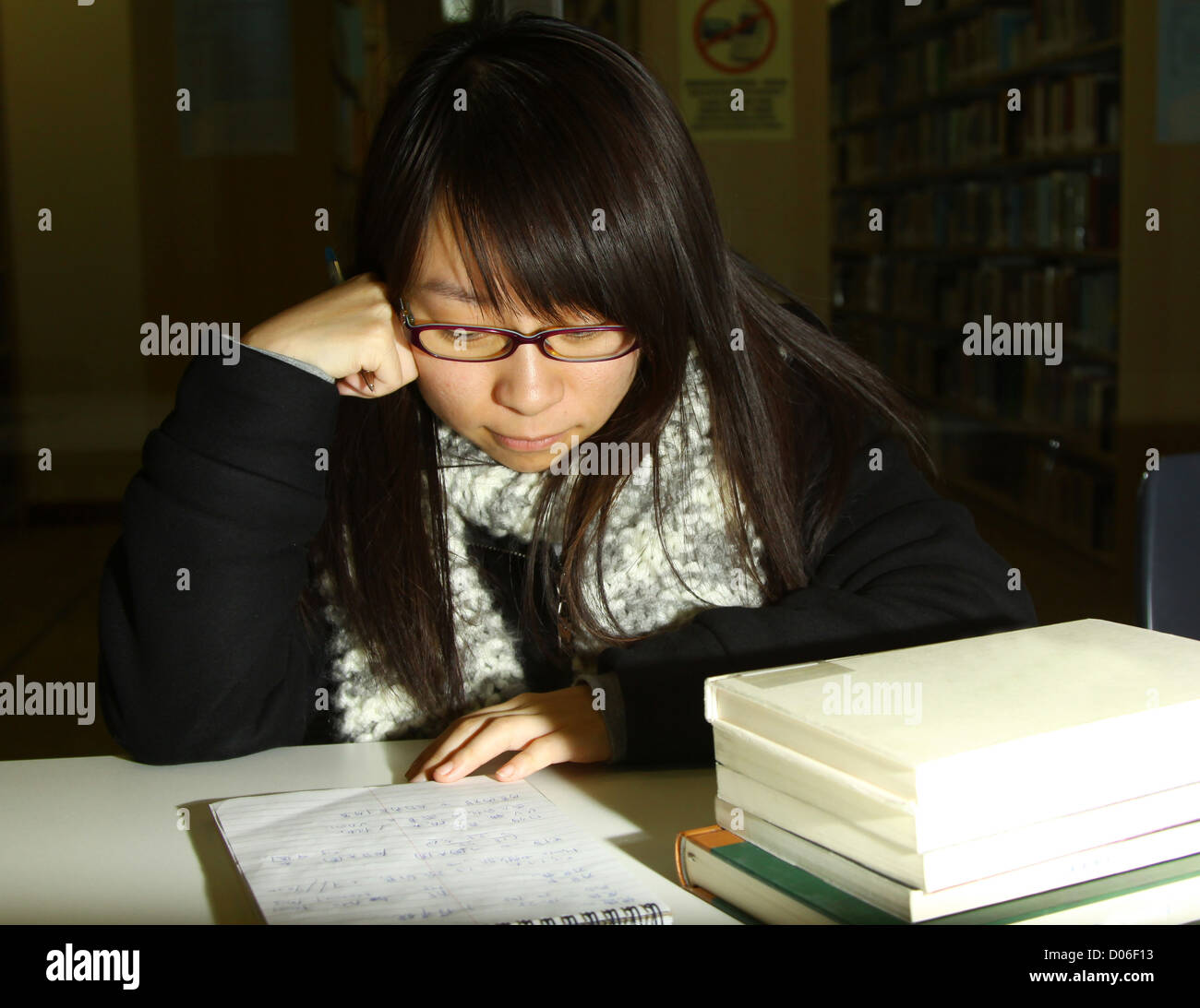 Asian girl studying in university Stock Photo - Alamy