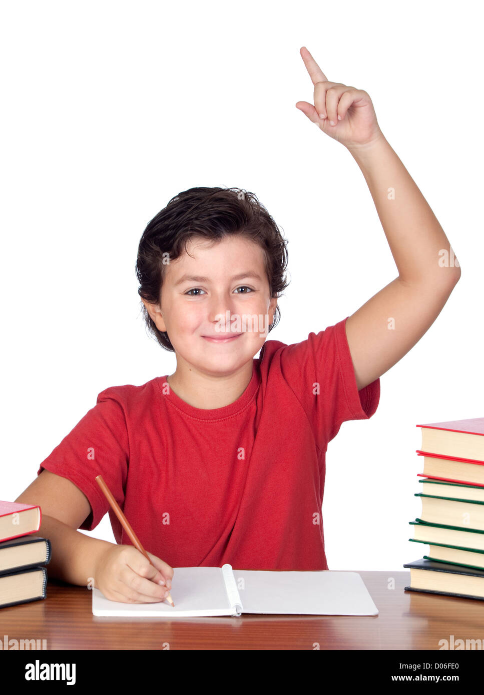 Student child in the school isolated over white background Stock Photo ...