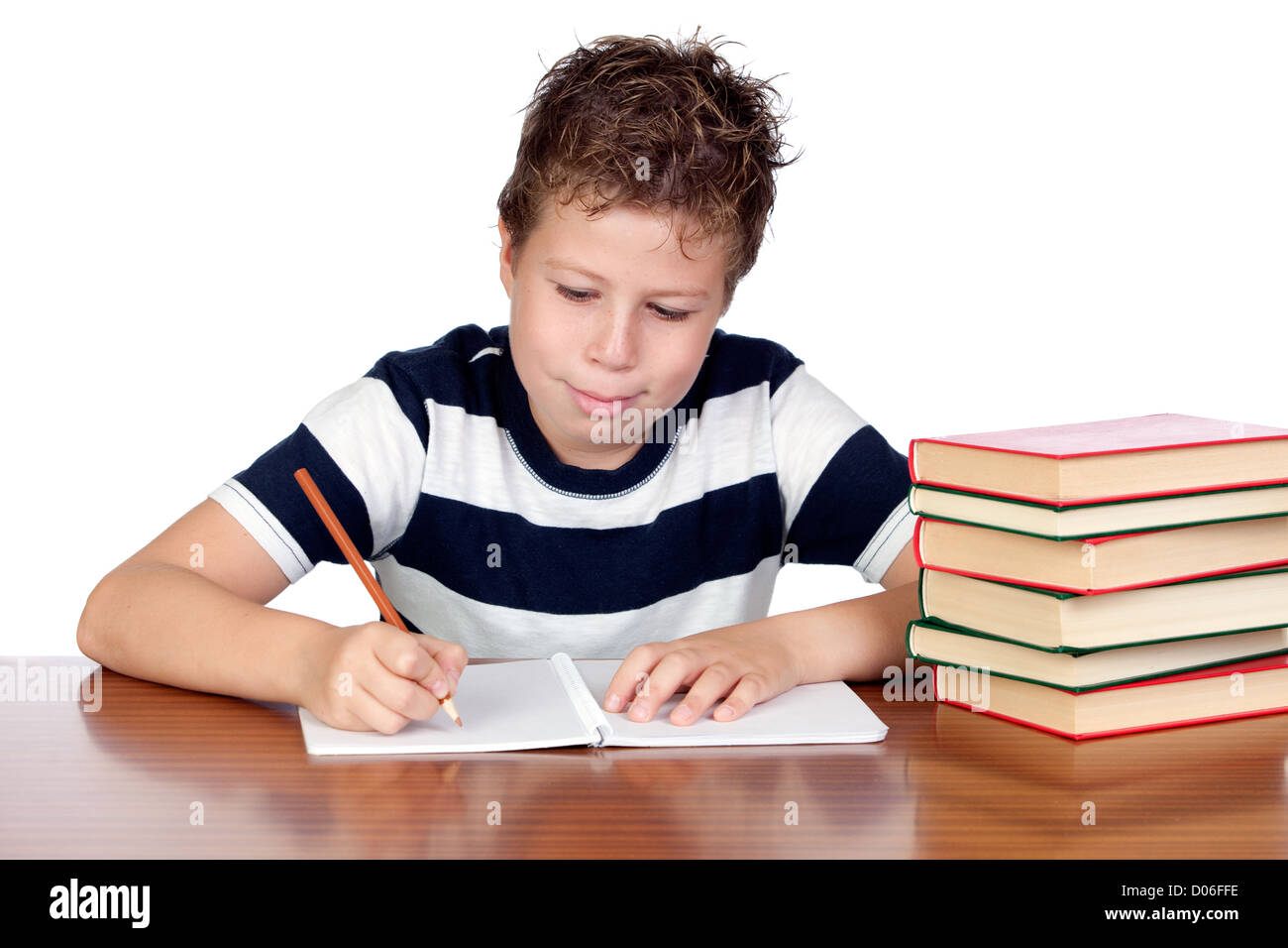 Student child in the school isolated over white background Stock Photo ...