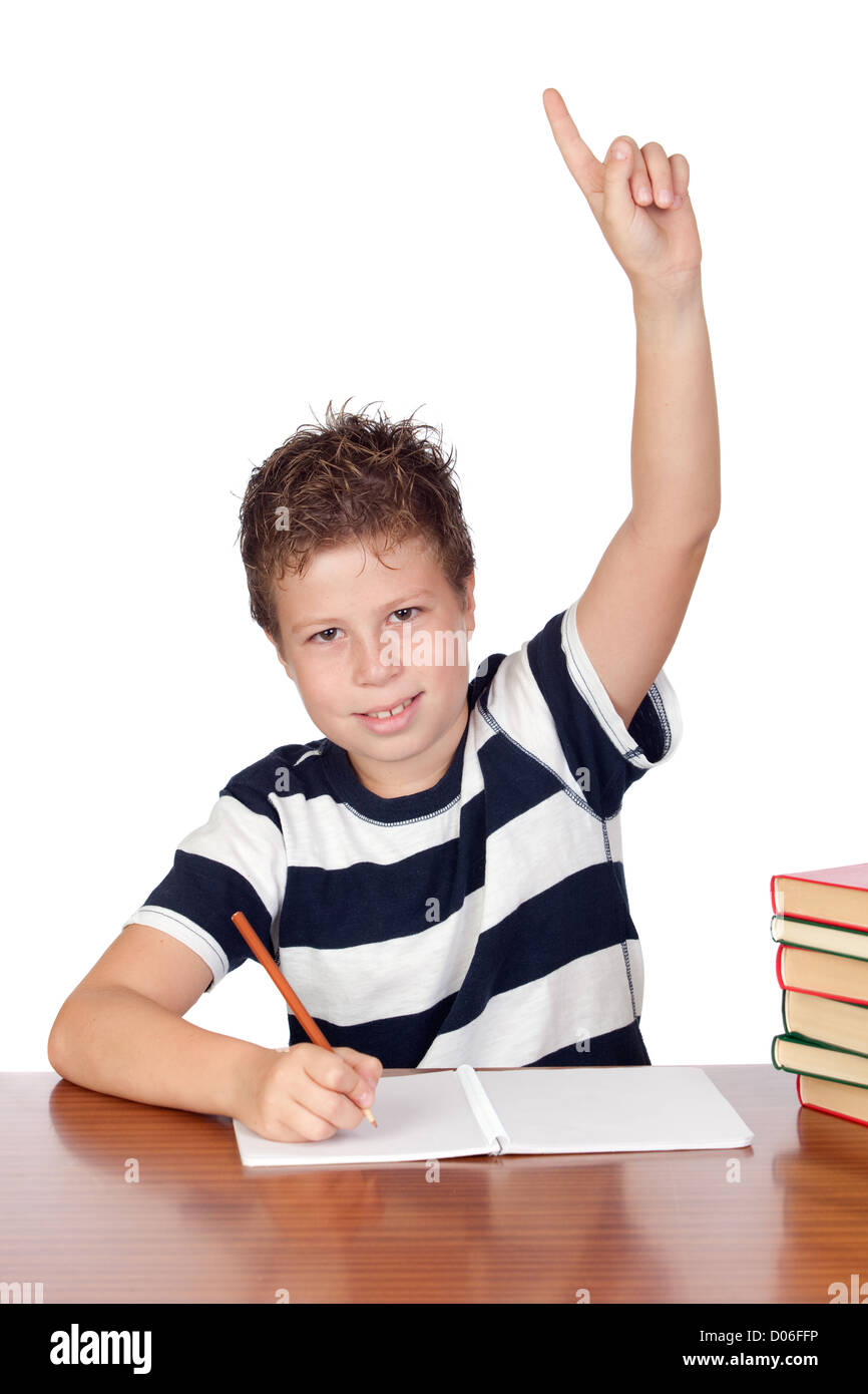 Student child in the school isolated over white background Stock Photo ...