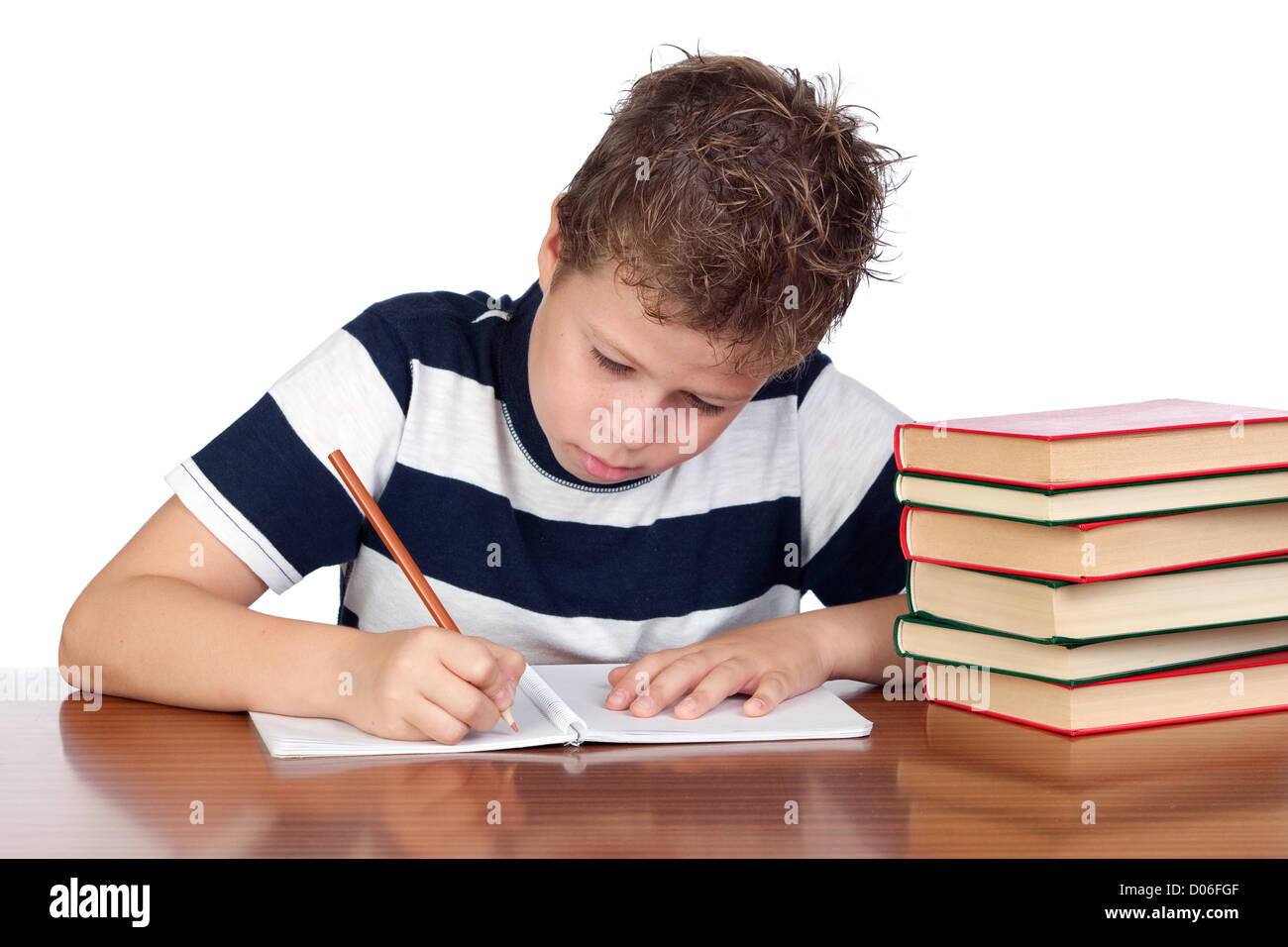 Student child in the school isolated over white background Stock Photo ...