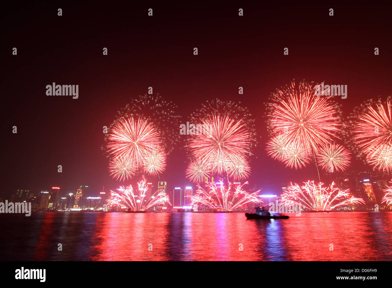 Lunar New Year Fireworks in Hong Kong 2011 Stock Photo - Alamy