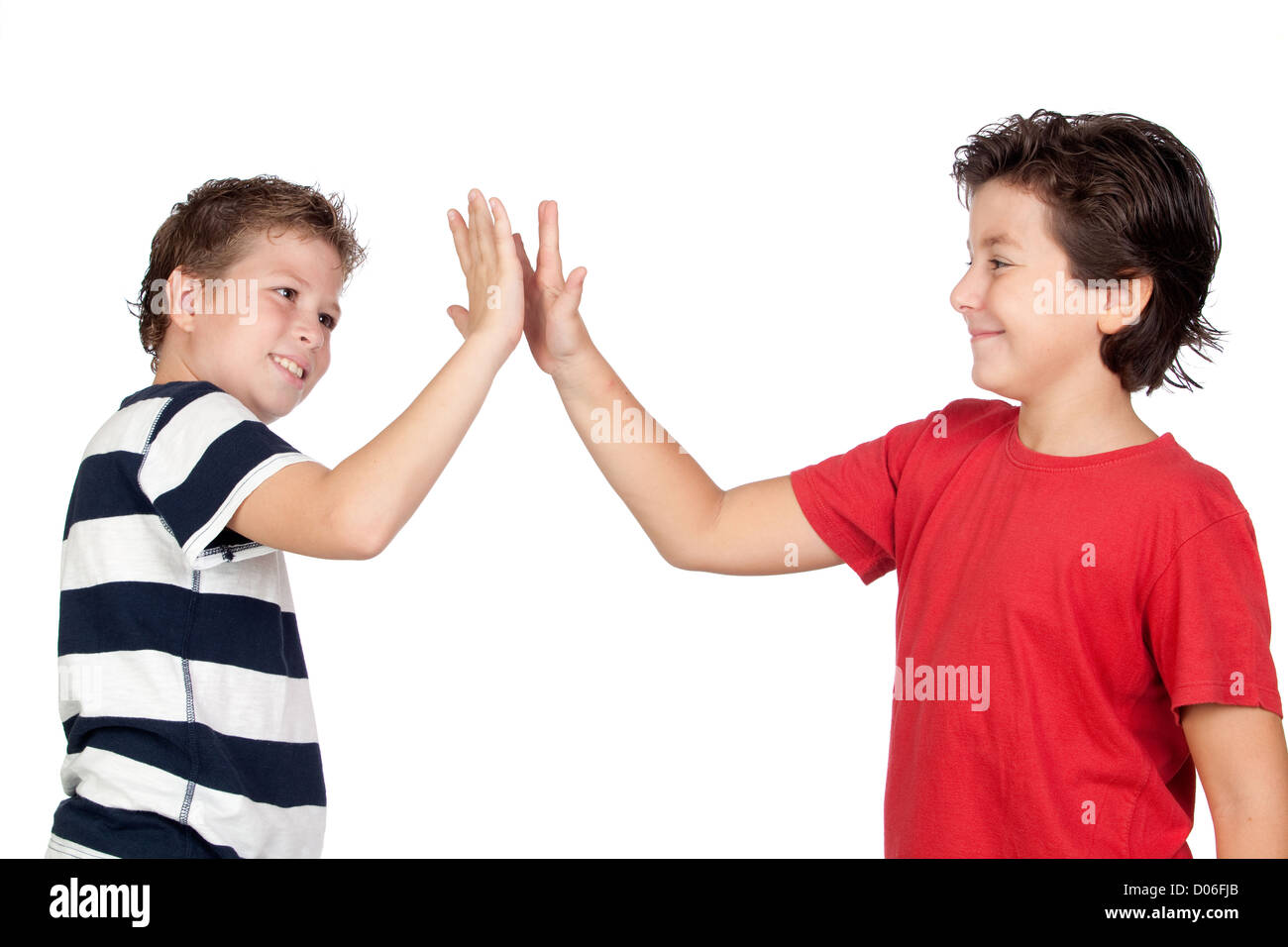 Two funny children isolated on white background Stock Photo - Alamy