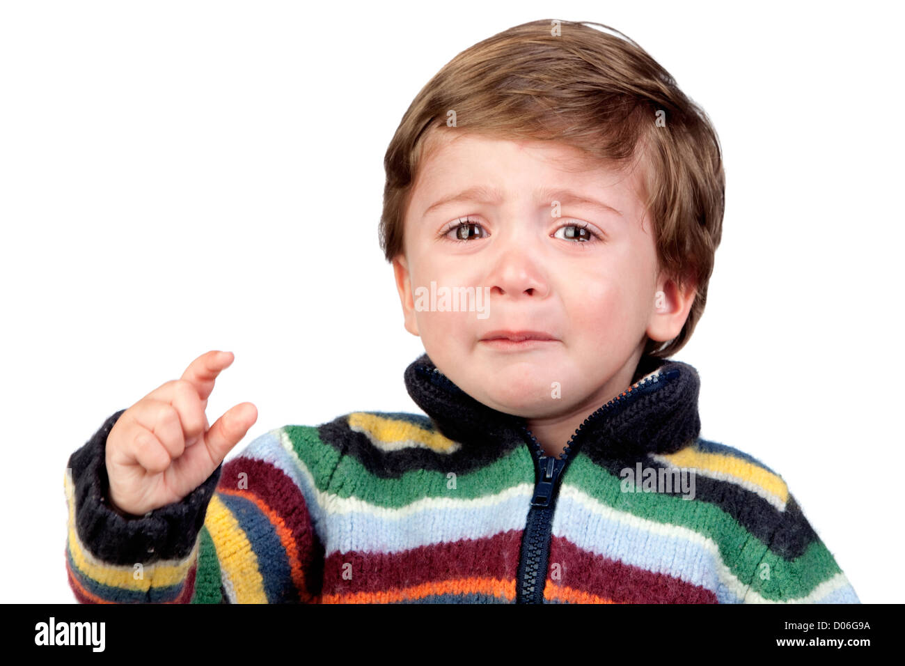 Beautiful baby crying isolated on white background Stock Photo - Alamy