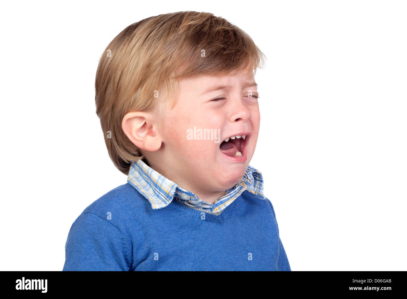 Beautiful baby crying isolated on white background Stock Photo - Alamy