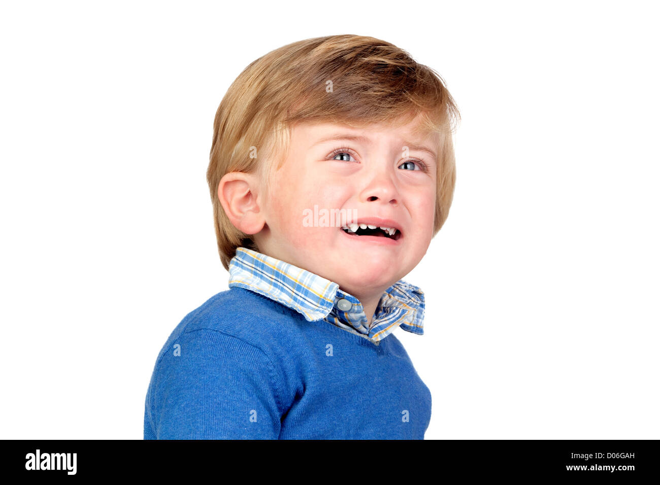 Beautiful baby crying isolated on white background Stock Photo - Alamy