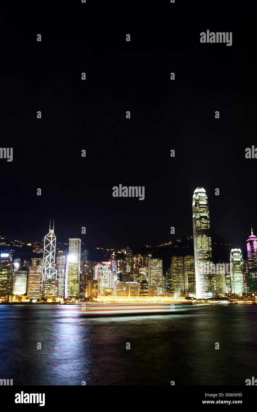 Hong Kong night view along Victoria Harbour Stock Photo - Alamy