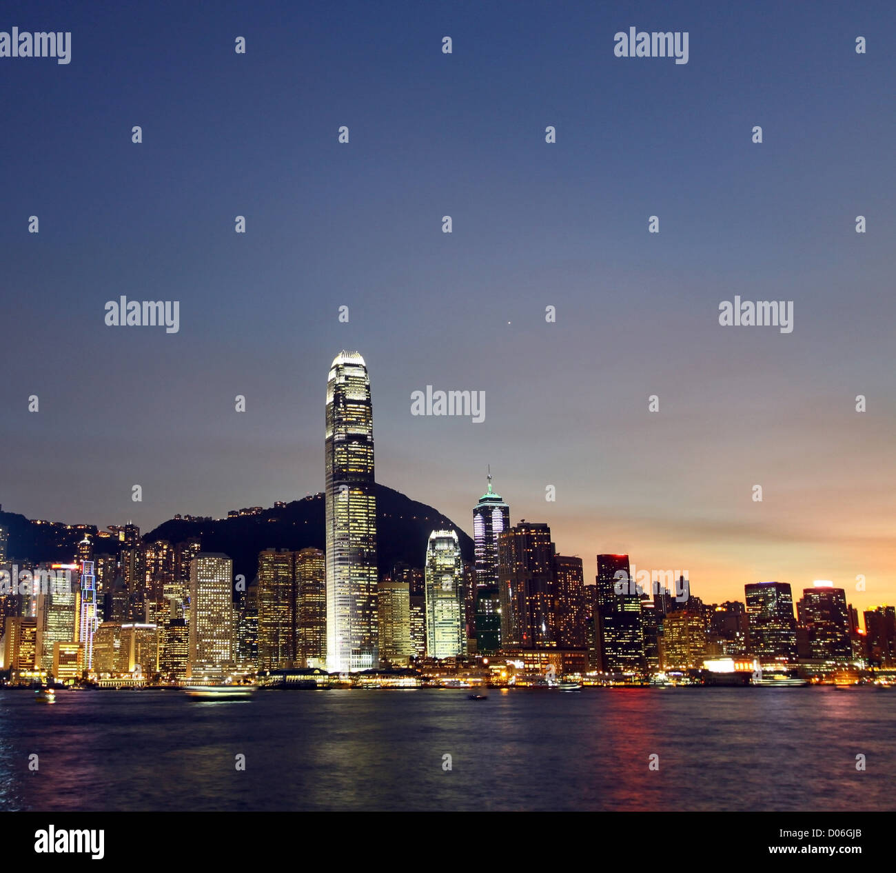 Hong Kong night view along Victoria Harbour Stock Photo - Alamy