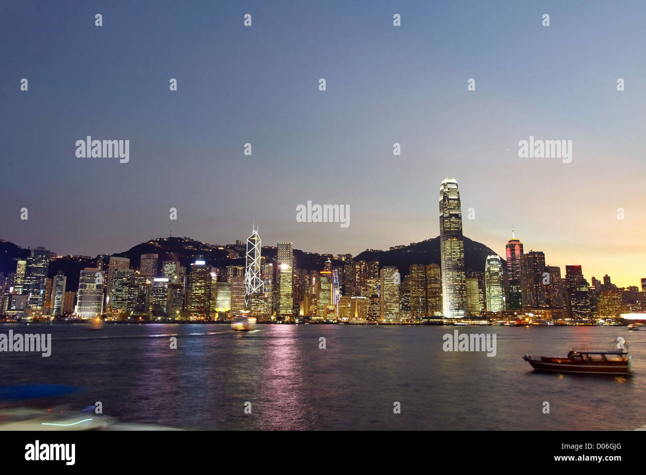 Hong Kong night view along Victoria Harbour Stock Photo - Alamy