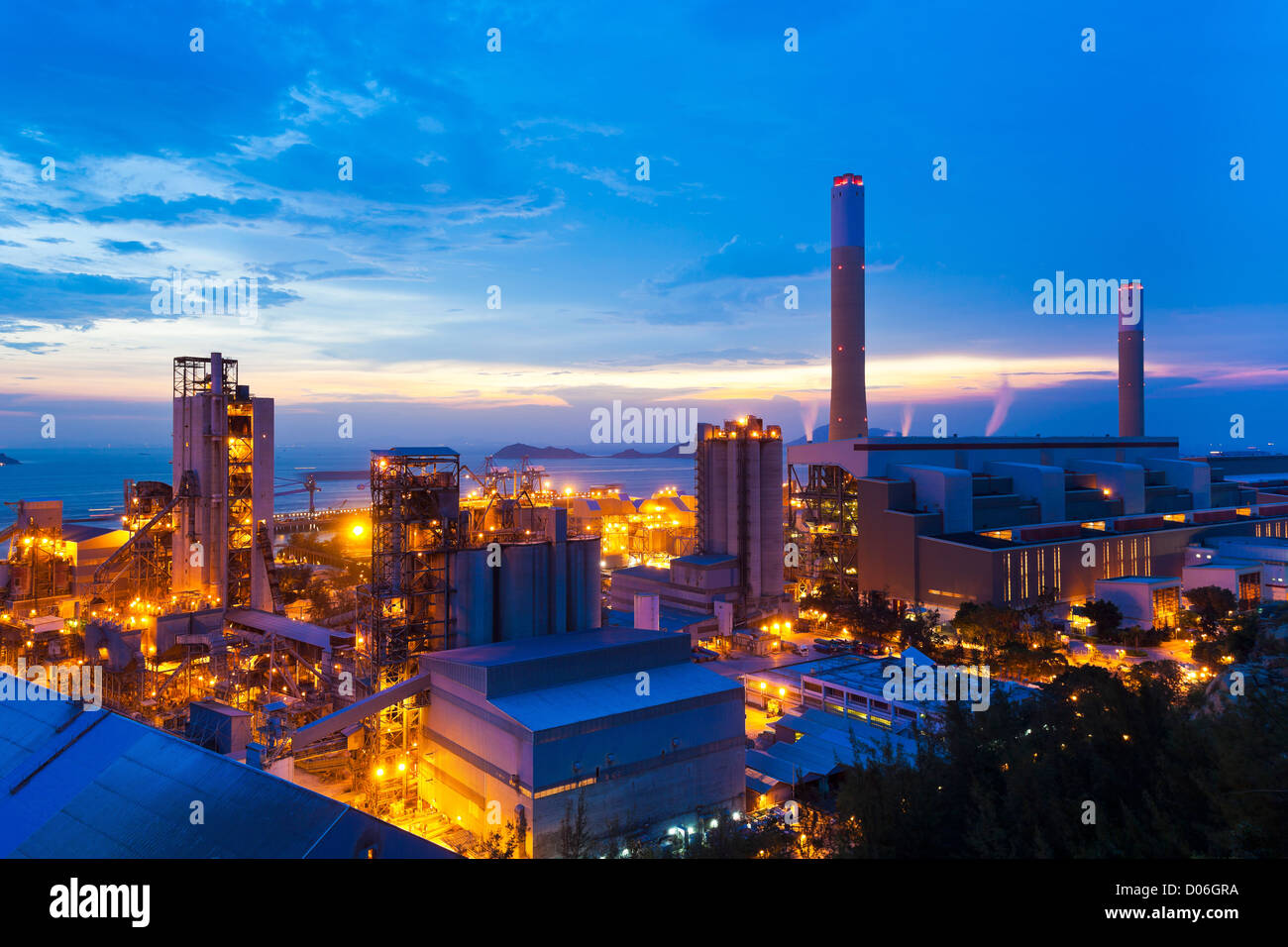Power plants in Hong Kong along the coast Stock Photo - Alamy