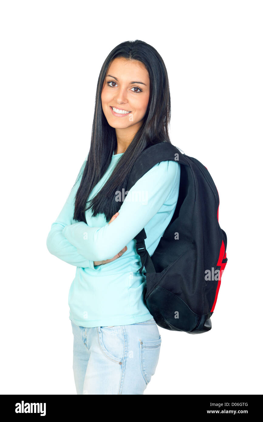 Young University Student with a Bagpack Isolated on White Stock Photo ...