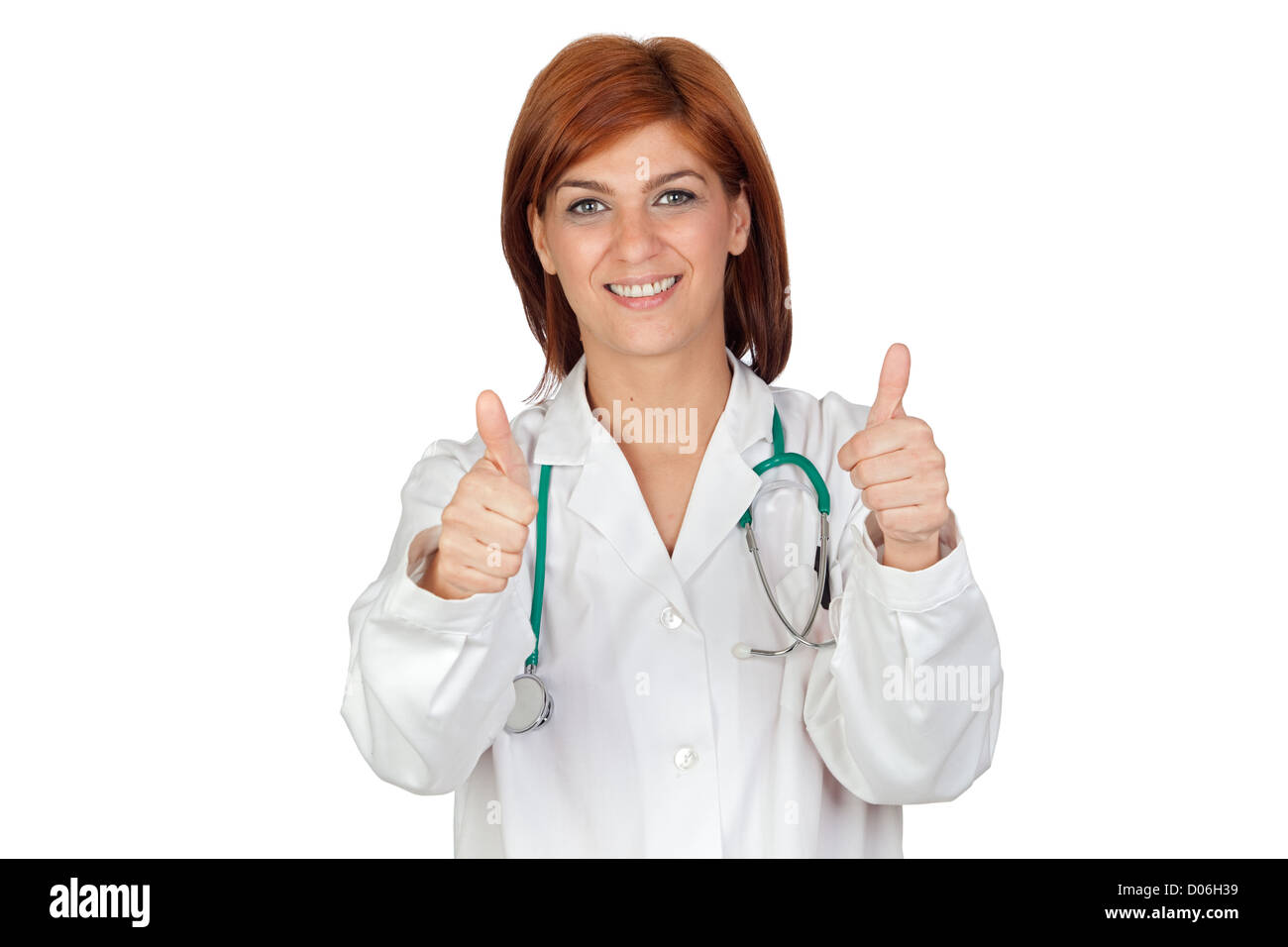 Attractive doctor saying Ok isolated on a over white background Stock ...